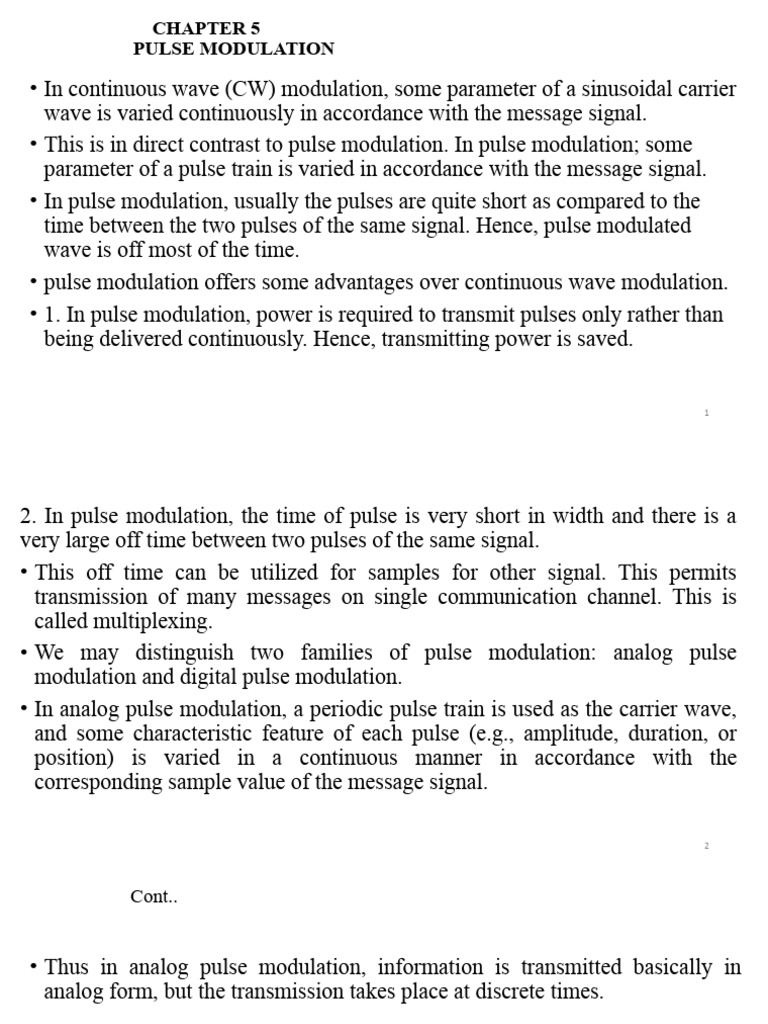 Comm. CHAPTER 5 Pulse Modulation | PDF | Modulation | Sampling (Signal ...