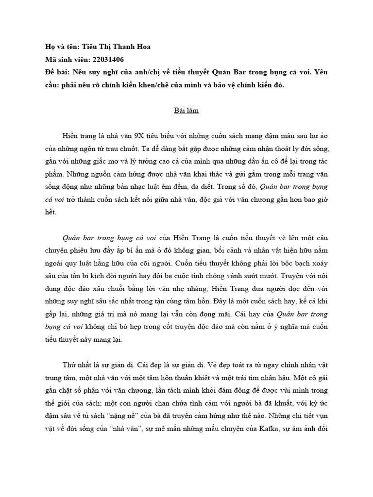 Quán Bar Trong B NG Cá Voi | PDF