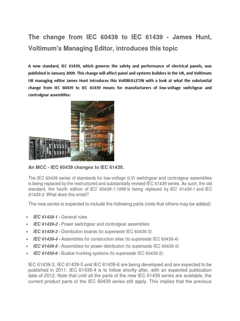 The Change From IEC 60439 To IEC 61439 | PDF | Formal Verification ...