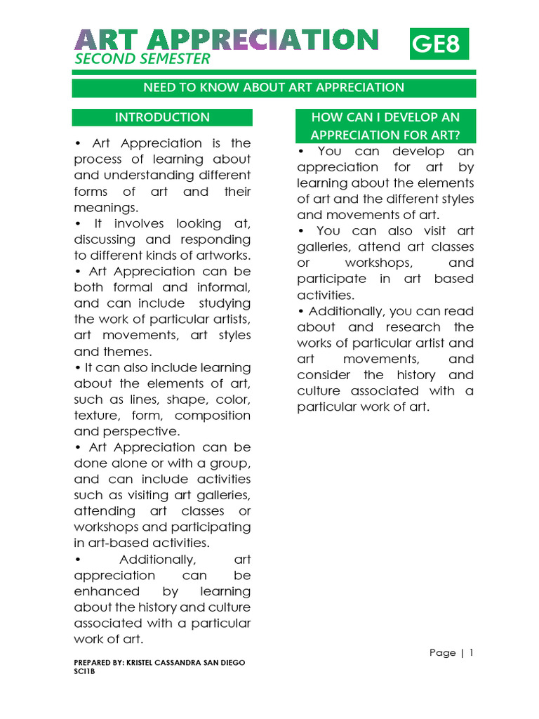 Art Appreciation Guide | PDF | The Arts