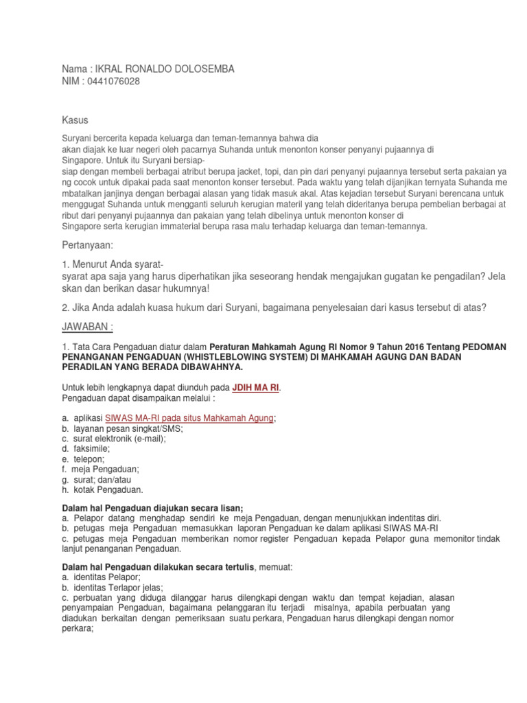 Tugas 2 Hukum Acara Perdata | PDF | Politik | Ilmu Sosial