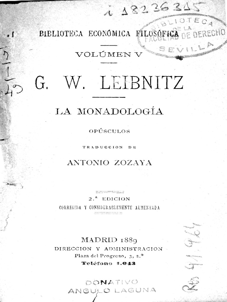 LA MONADOLOGIA Leibniz | PDF | Alma | Razón