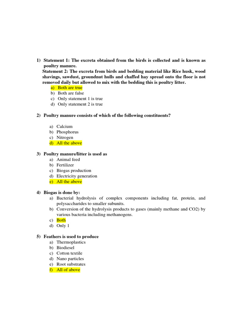 3rd MCQ | PDF | Biogas | Manure