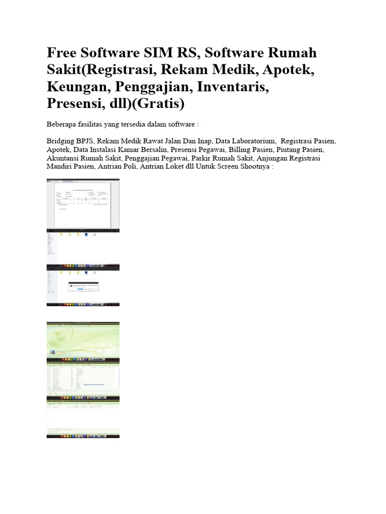 Software Klinik Gratis untuk RS | PDF