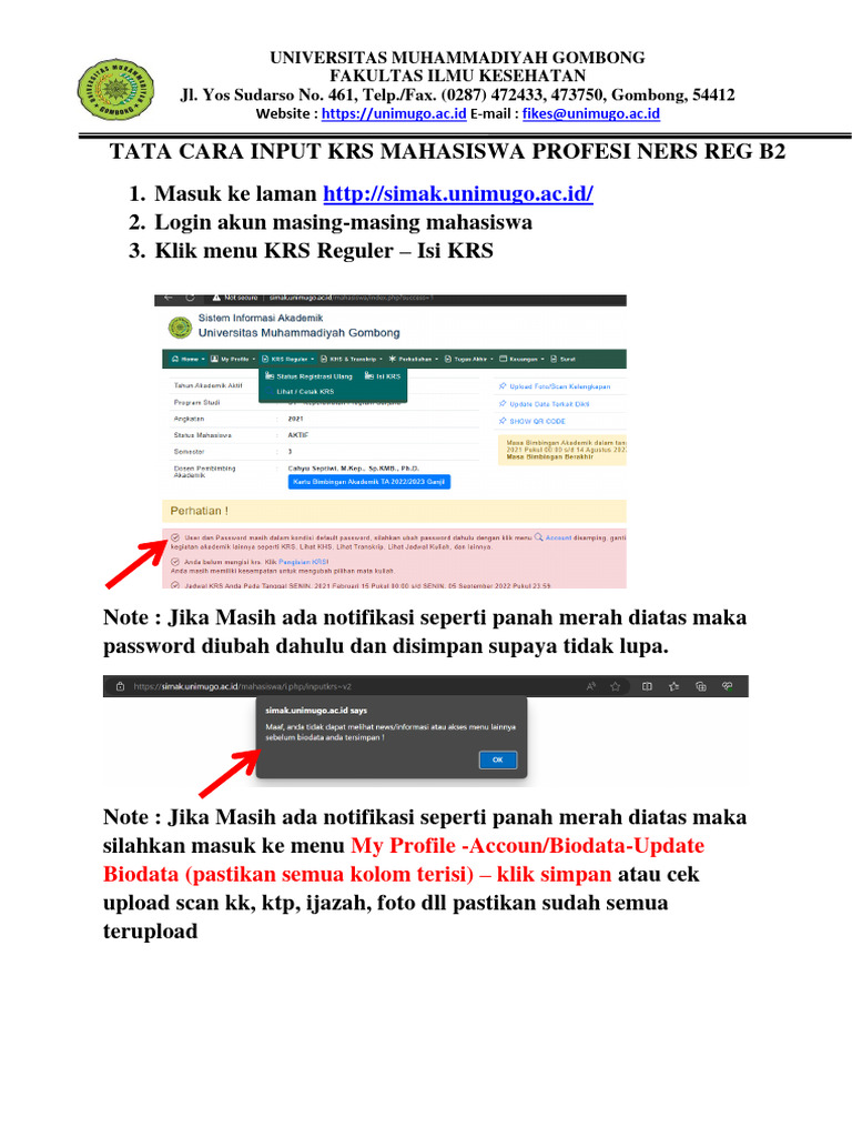Panduan Input KRS Ners Unimugo | PDF
