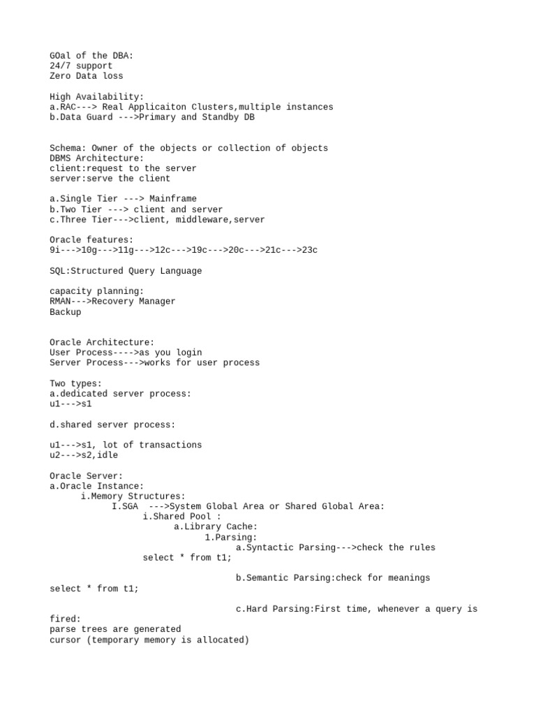 Oracle DBA Architecture and Features Guide | PDF | Databases | Cache (Computing)