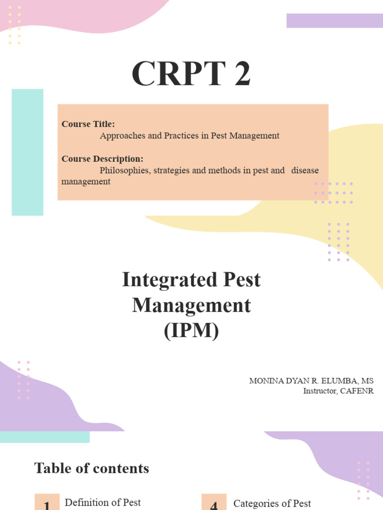 CRPT Lecture 1 | PDF | Pest (Organism) | Leaf