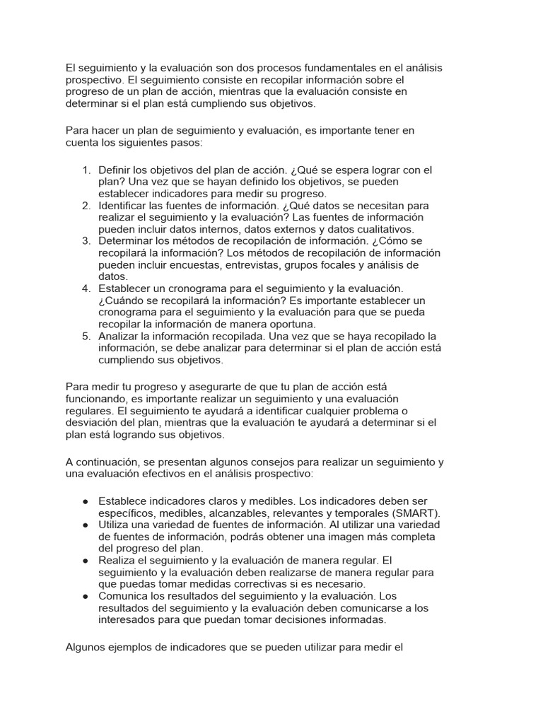 Como Puedo Hacer Un Plan de Seguimiento y Evaluación. ¿Cómo Medirás Tu Progreso y Asegurarás Que ...