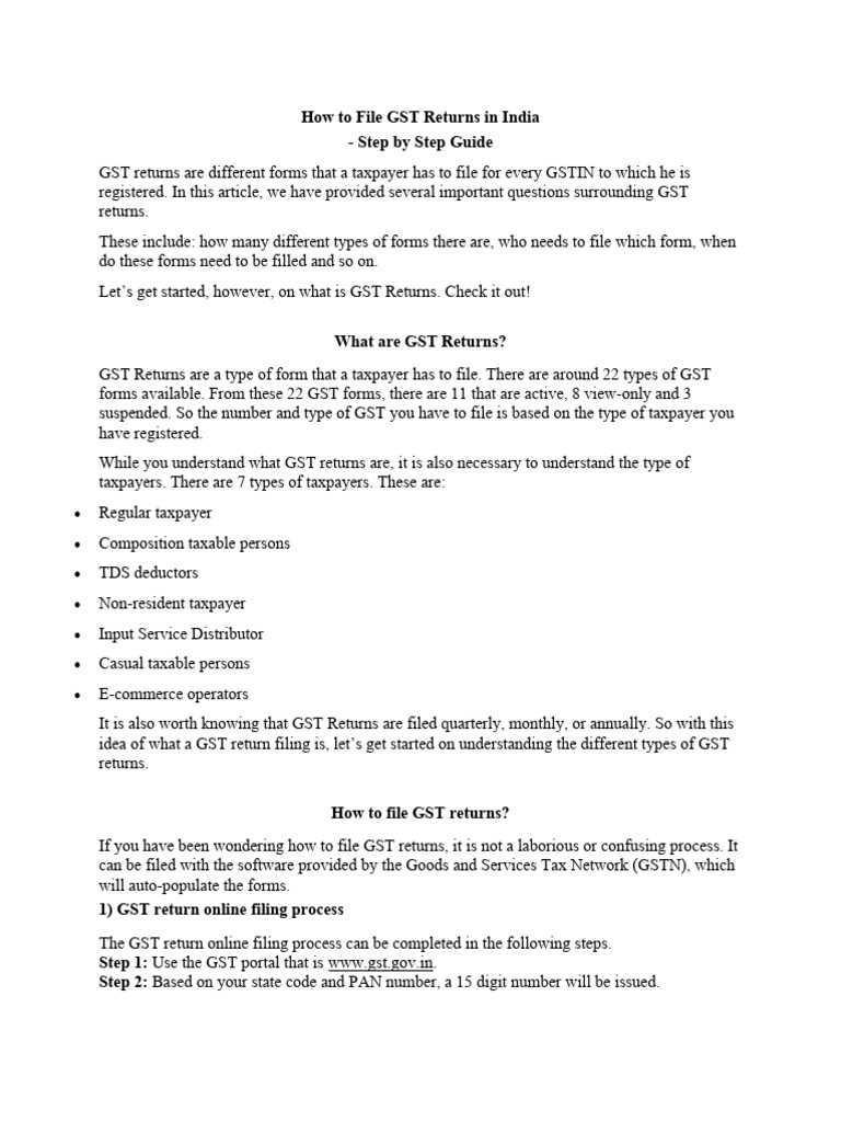 How To File GST Returns in India | PDF | Taxes | Public Finance