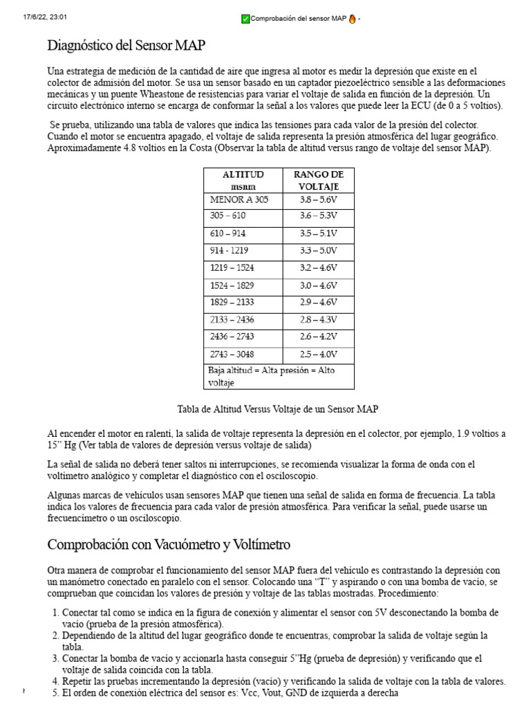 Comprobación Del Sensor MAP ? | PDF | voltaje | Sensor
