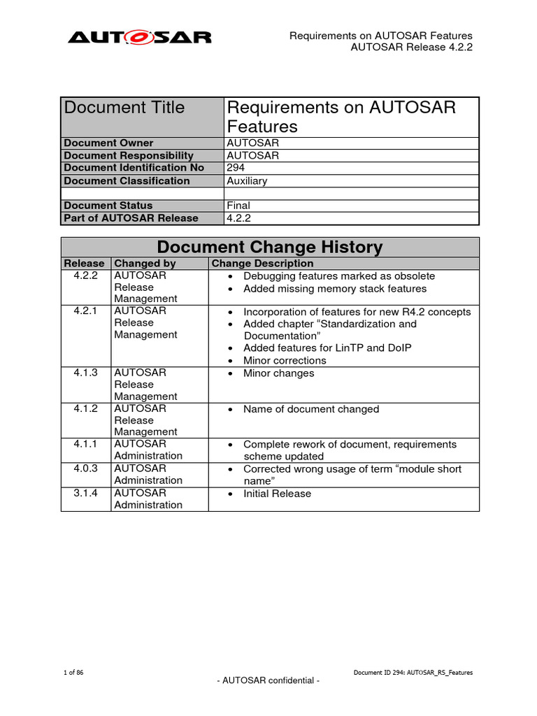AUTOSAR RS Features | Download Free PDF | Microcontroller | Computer Data Storage