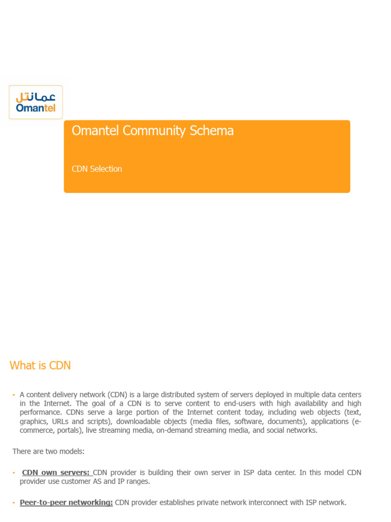 Omantel Community Schema For CDN Selection-October 2019 | Download Free PDF | Computer Network ...