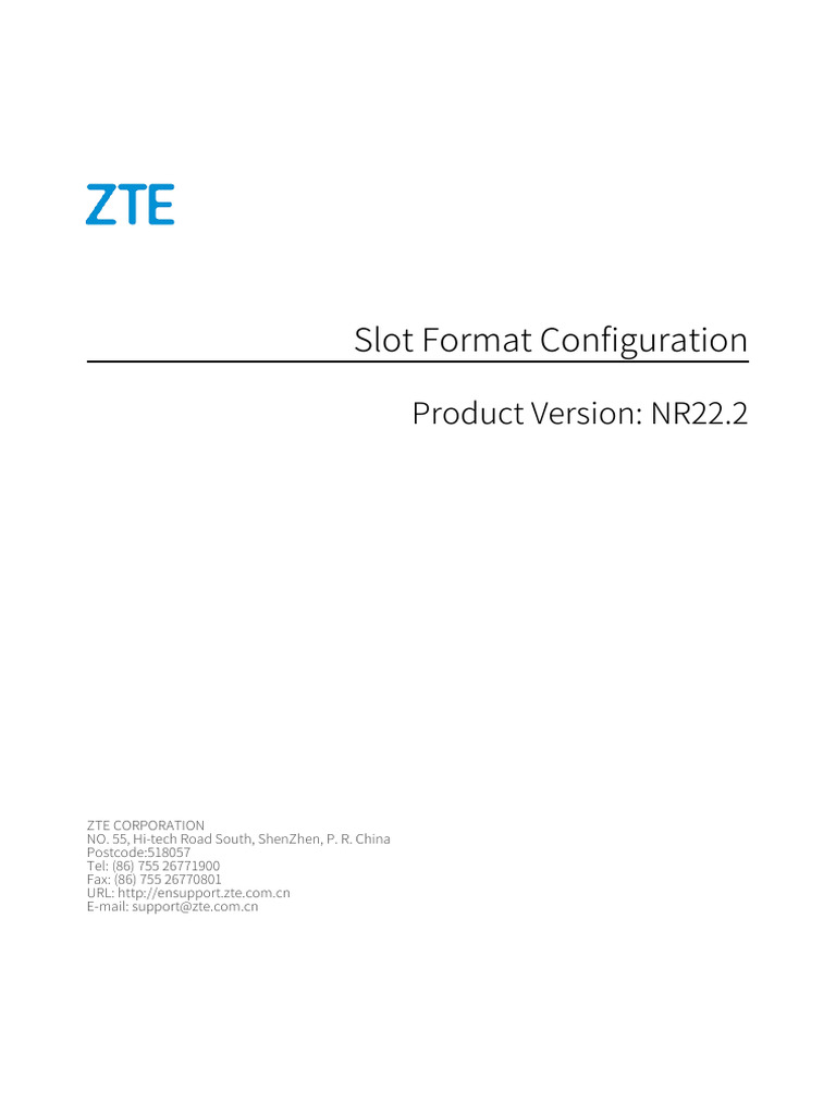 Slot Format Configuration (NR22.2) - 1112883 | PDF | Duplex ...