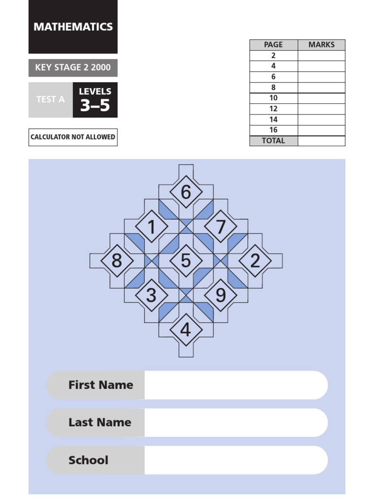 KS2 - 2000 - Mathematics - Test A | PDF | Teaching Mathematics