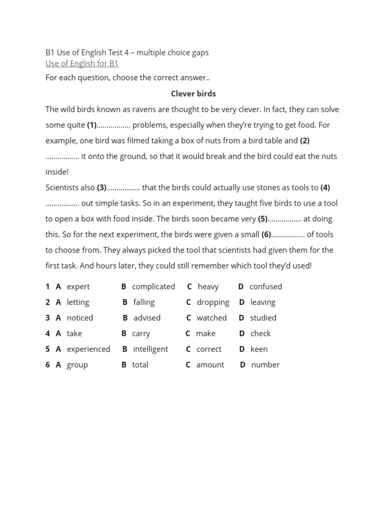 B1 Use of English Test 4 | PDF