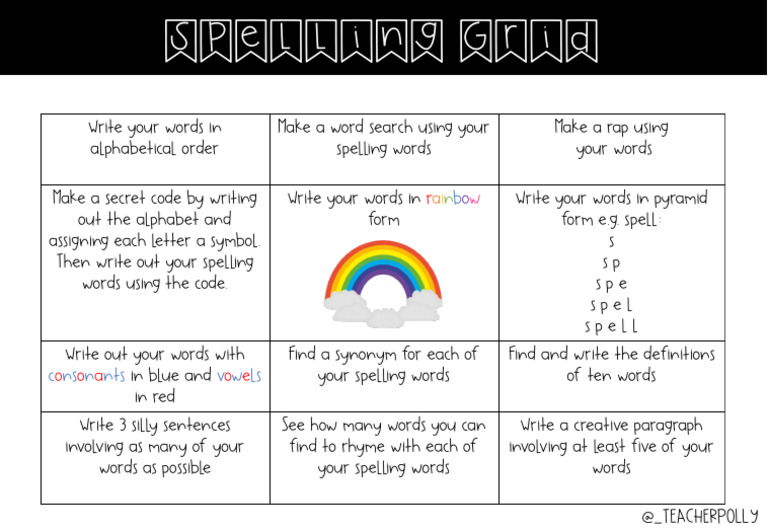 Spelling Grid TPT | PDF