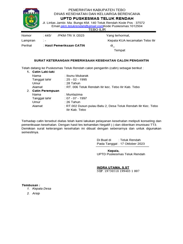 Surat Catin 2023 | PDF