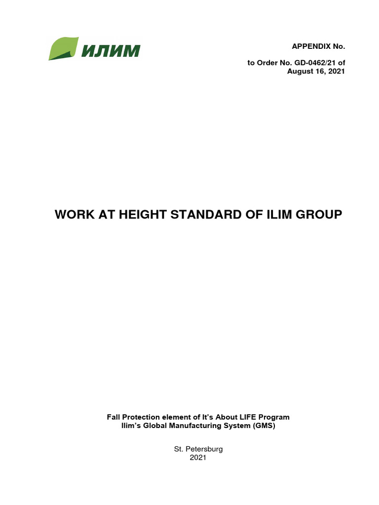 Work at Height Standard | Download Free PDF | Occupational Safety And ...