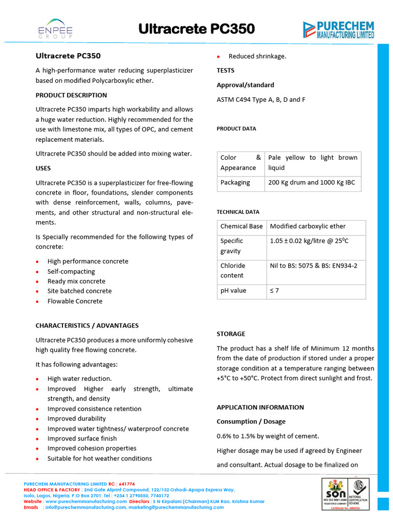 Ultracrete PC350 | PDF | Concrete | Cement