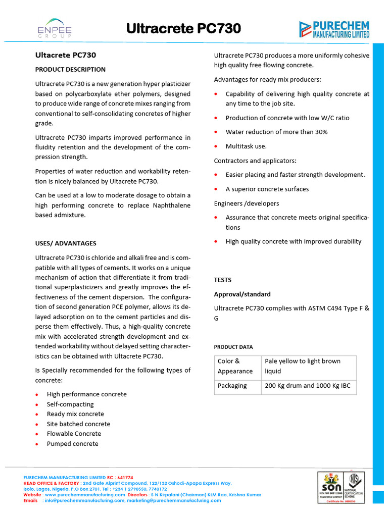 Ultracrete PC730 | Download Free PDF | Concrete | Civil Engineering