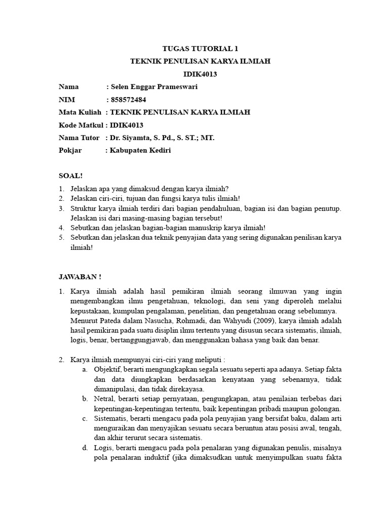 TT1 Teknik Penulisan Karya Ilmiah | PDF