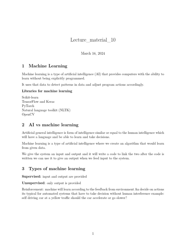 Lecture Material 10 | PDF | Machine Learning | Learning Lecture Material 10 | PDF | Machine Learning | Learning