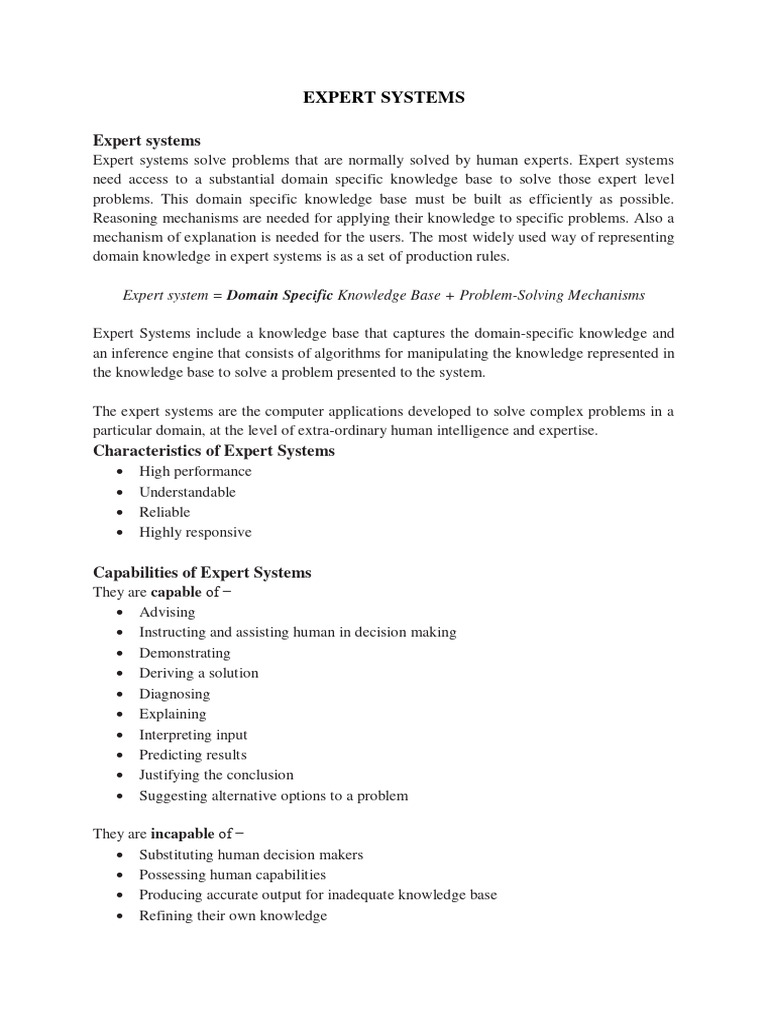 Chapter-20 (Expert Systems) | PDF | Knowledge | Expert