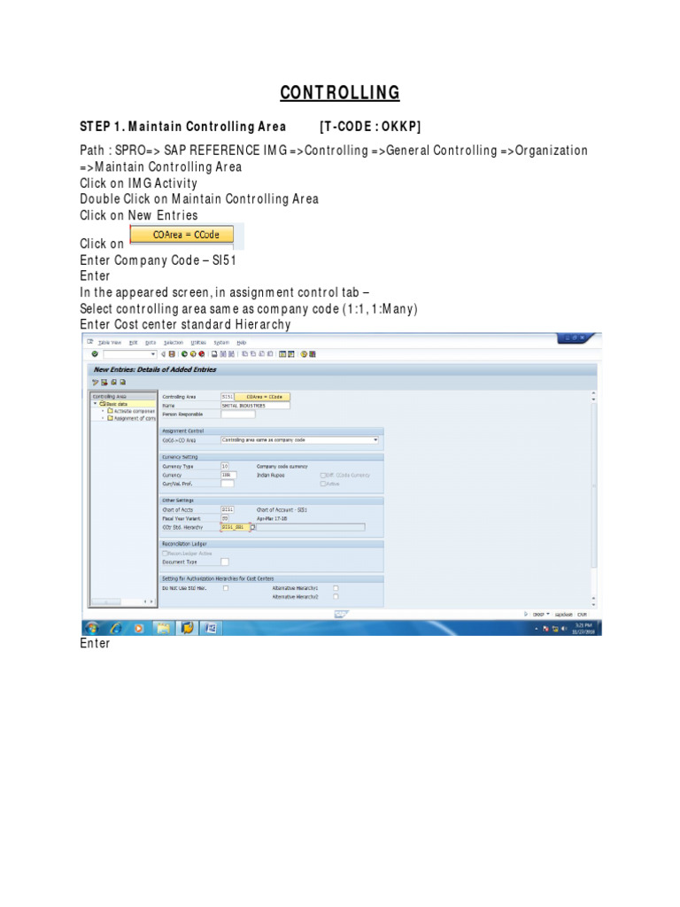 SAP Controlling Area Setup Guide | PDF | Computer Programming | Computing