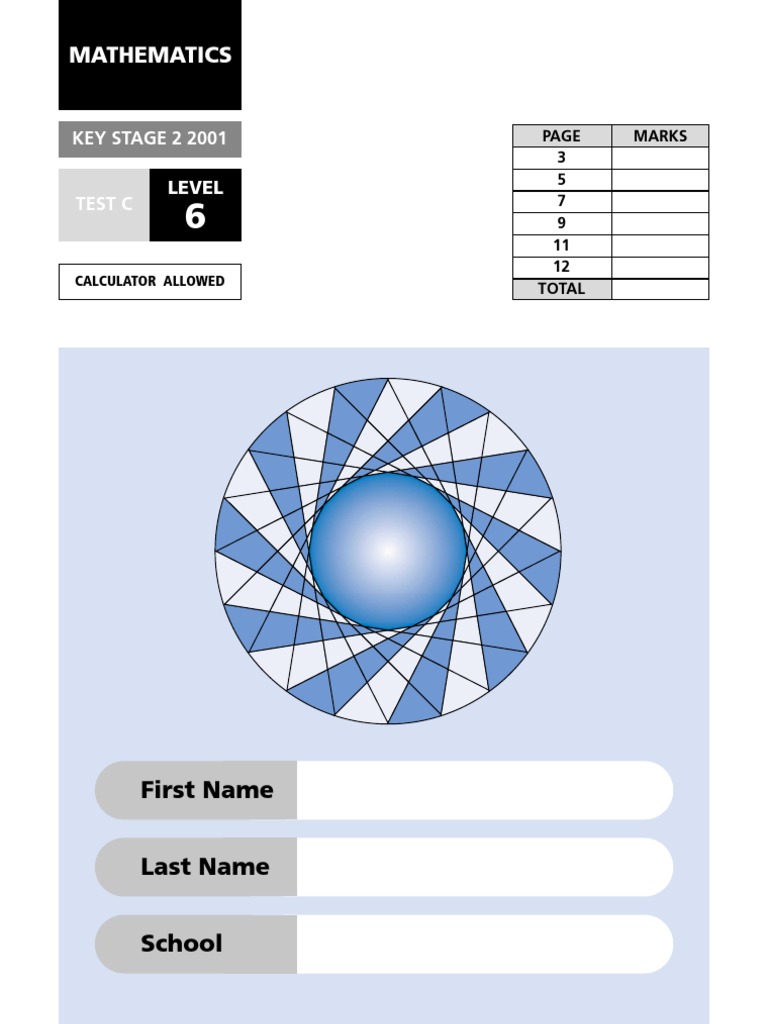 KS2 - 2001 - Mathematics - Test C | PDF | Calculator | Teaching Mathematics