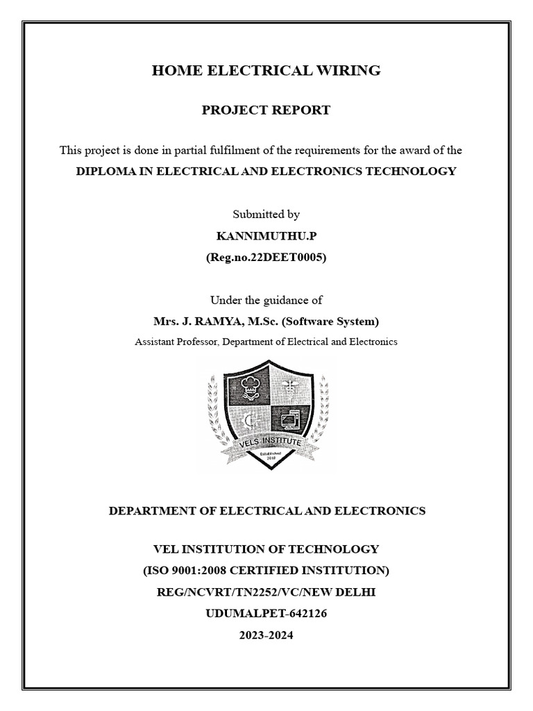 Vel Institute Front Page | PDF | Electrical Wiring | Electrical Engineering