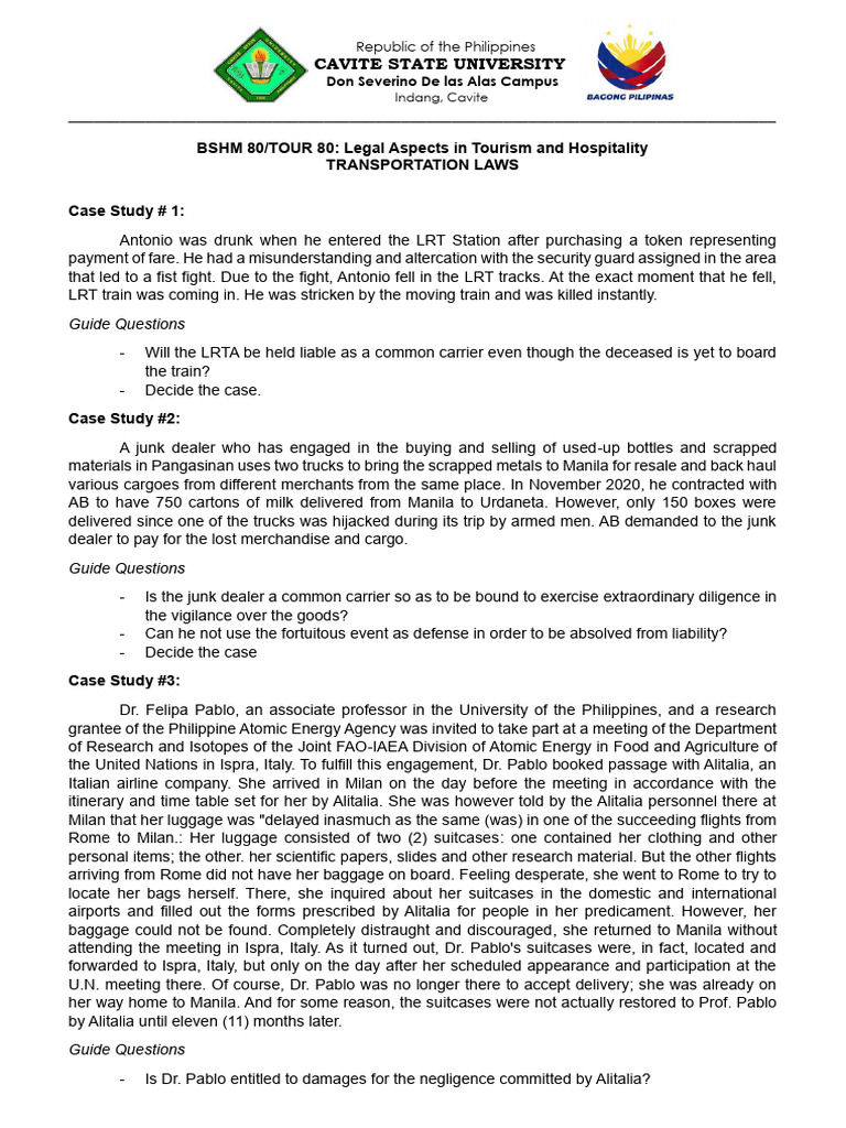 Legal Case Studies in Transportation Law | PDF | Baggage