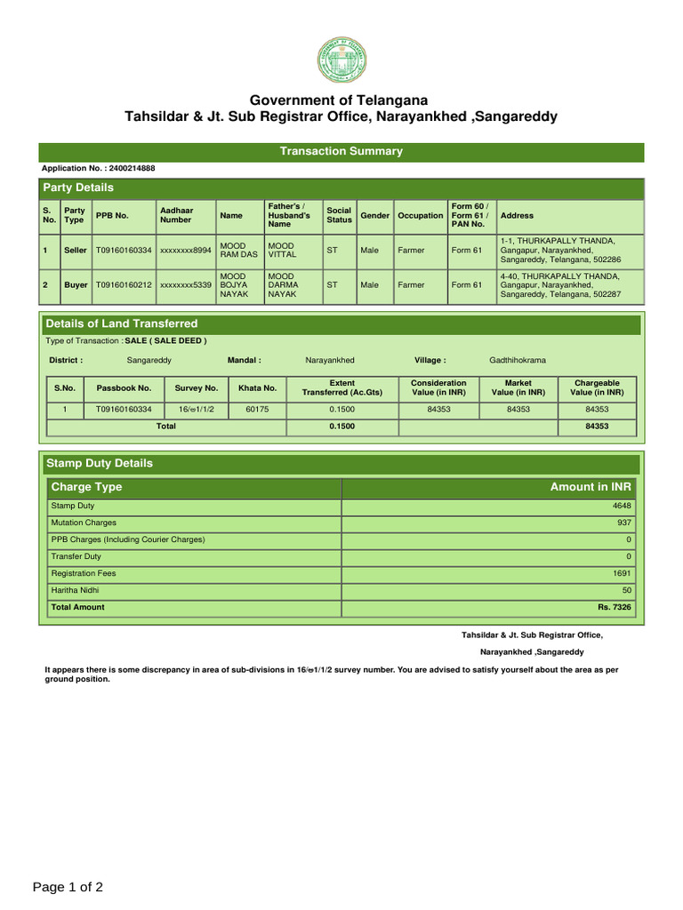 Transaction Summary 3640714 | PDF