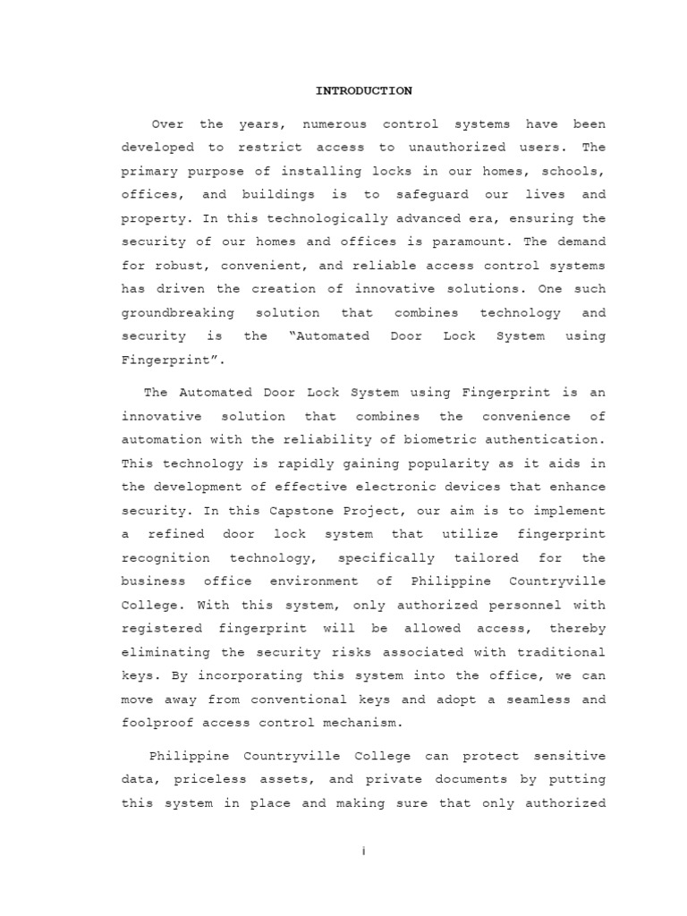 Introduction Pdf Fingerprint Access Control