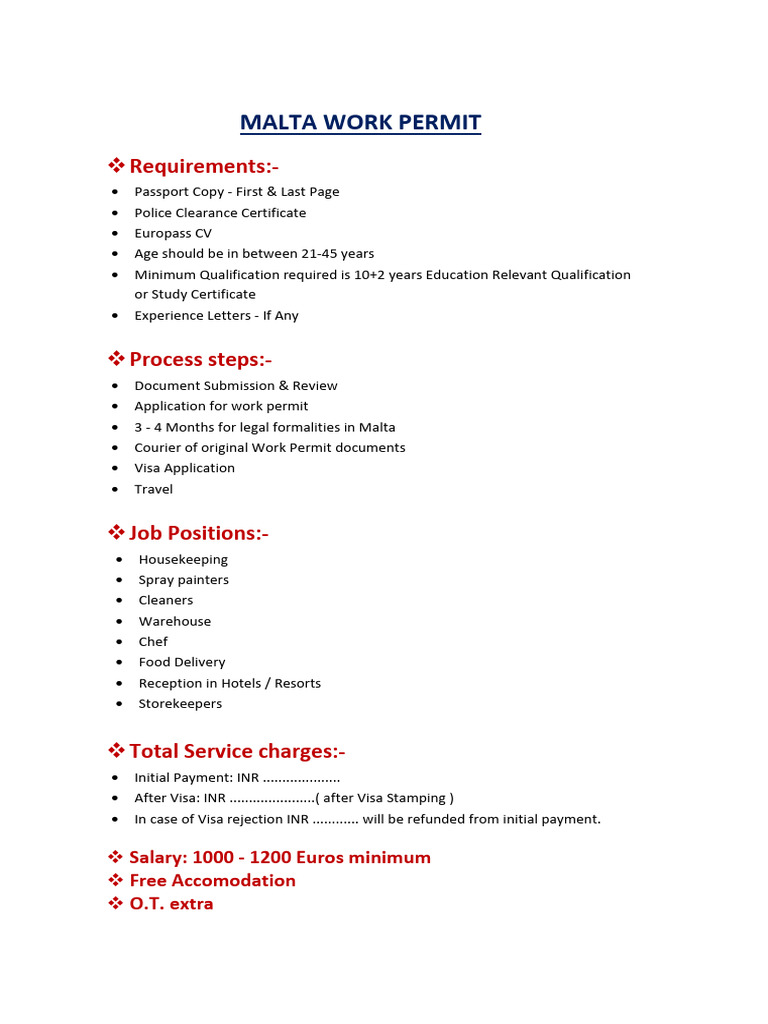 Malta Work Permit | PDF
