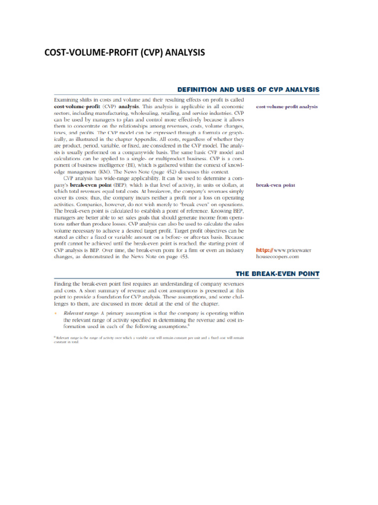 CVP Analysis in Cost Accounting | PDF