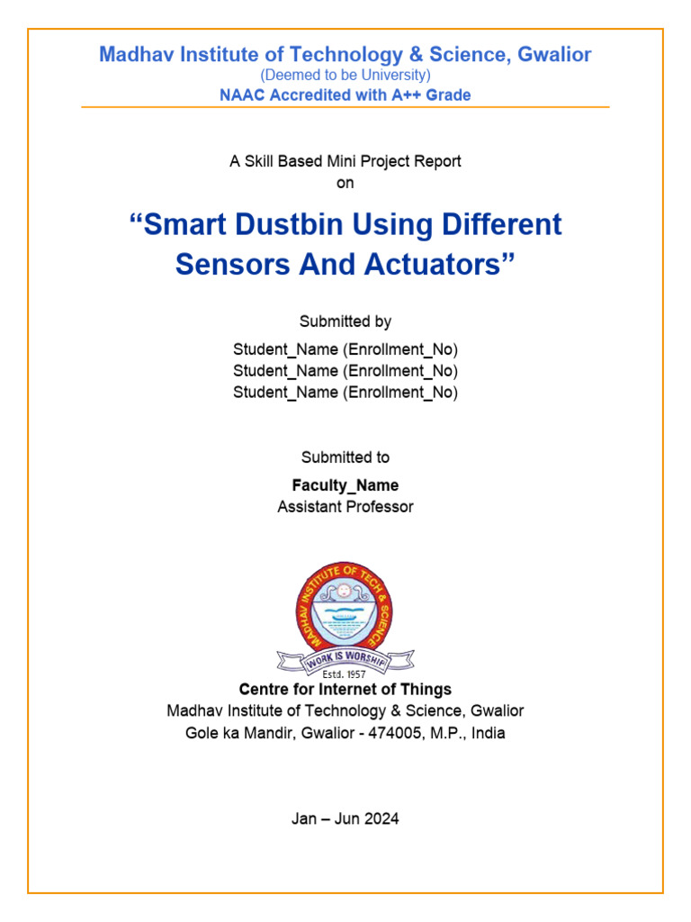 Smart Dustbin Using Different Sensors and Actuators | PDF | Computing | Information Technology