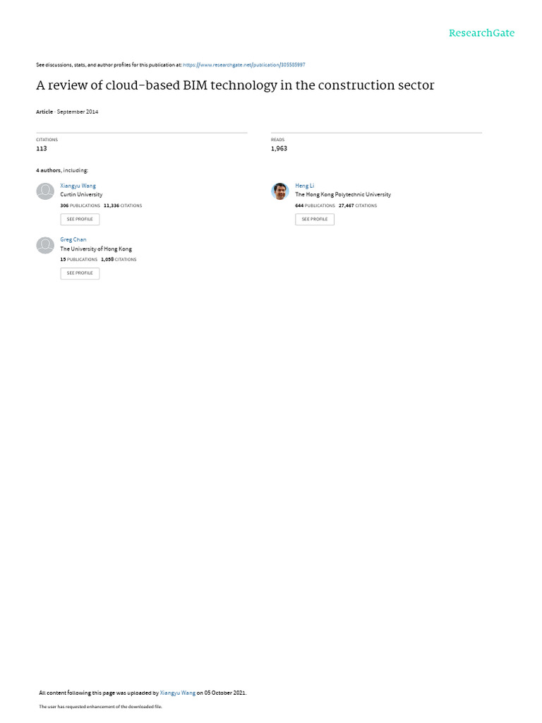 A Review of Cloud-Based BIM Technology in The Construction Sector | PDF | Cloud Computing ...