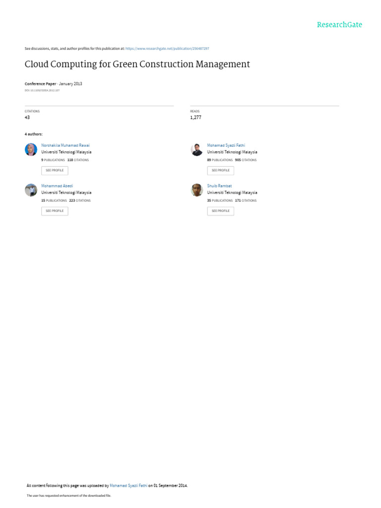 Cloud Computing For Green Construction Management | PDF | Cloud ...