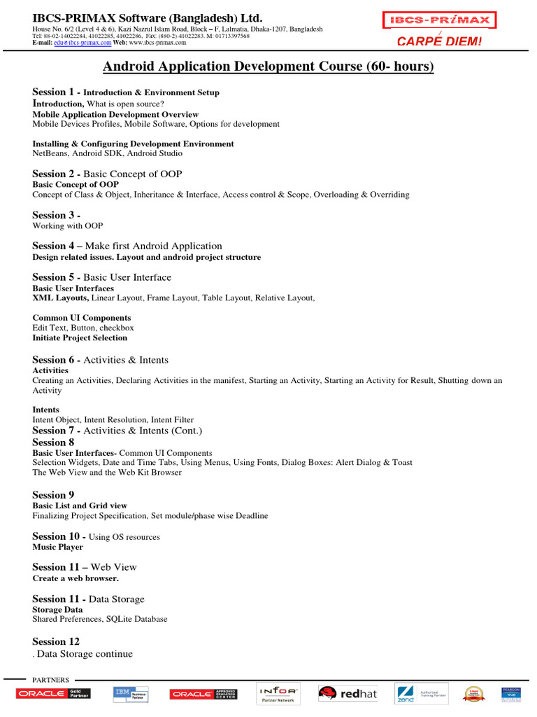 Android Course Outline - 2022 | PDF | Android (Operating System) | Application Software