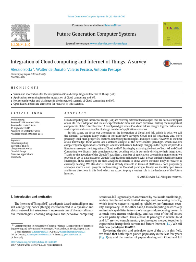 Integration of Cloud Computing and Internet of Things A Survey | PDF | Internet Of Things ...