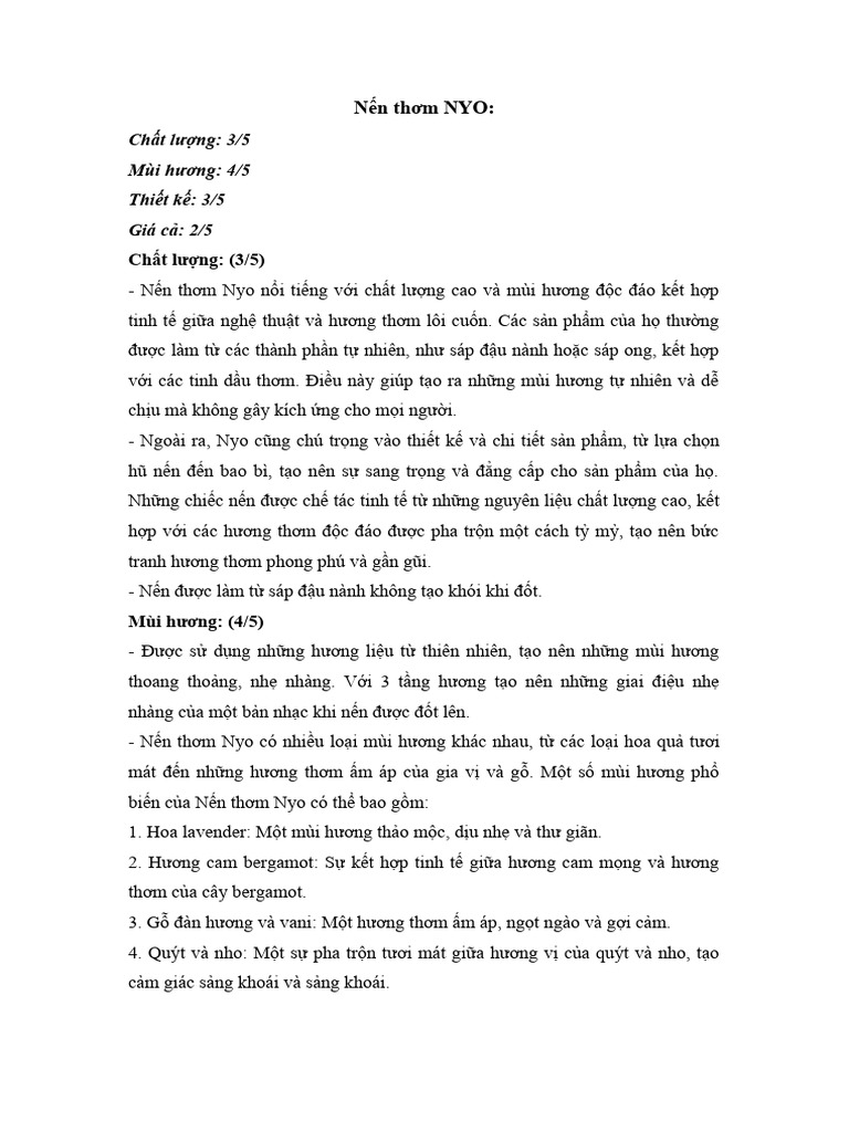 Nến Thơm NYO | PDF