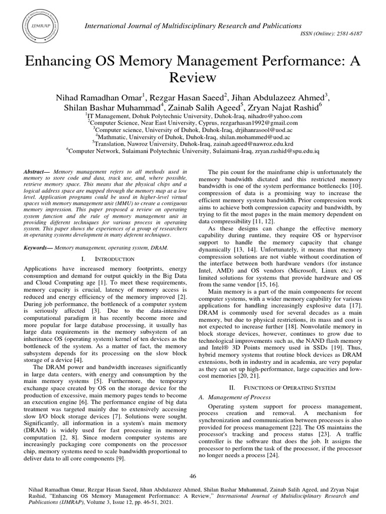 Enhancing OS Memory Management Performan | PDF | Computer Data Storage | Operating System