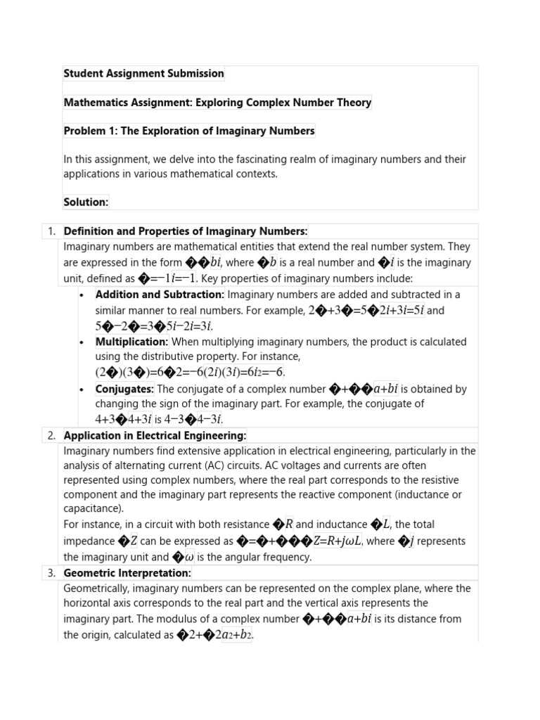 Student Assignment Submission | PDF | Complex Number | Numbers