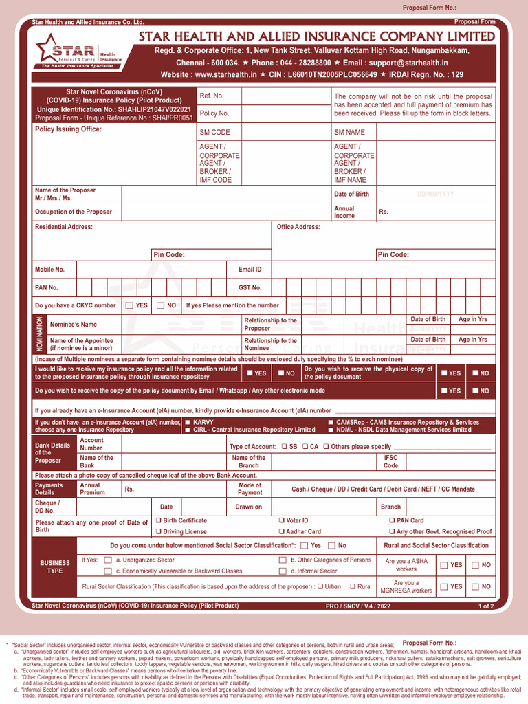 Proposal-Form-Star-Novel-Coronavirus-(nCoV)-(COVID-19)-Insurance-Policy ...