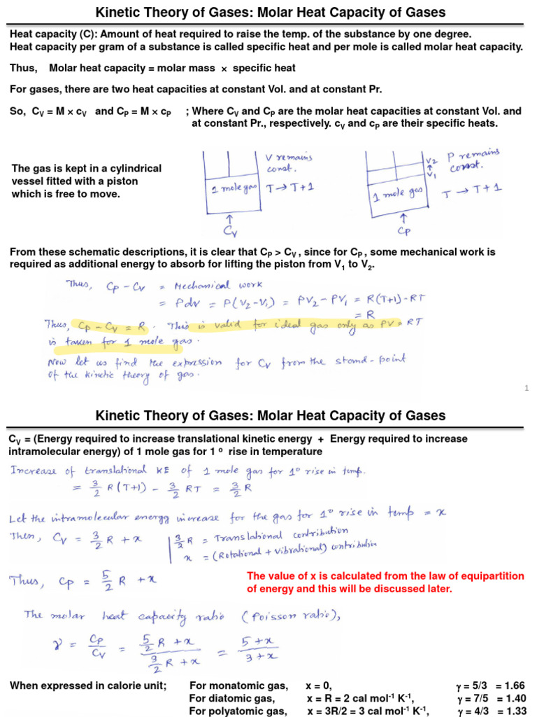 Lecture - 7 - 23-01-2024 | PDF | Gases | Heat Capacity