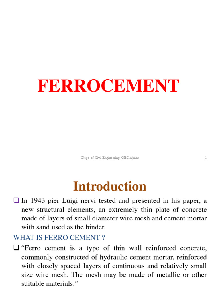 Unit-3 (FRP & Ferrocement) | PDF | Fibre Reinforced Plastic | Concrete