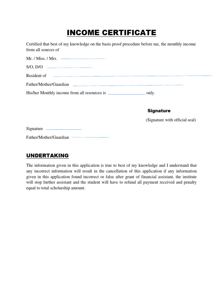 Income Certificate 2 | PDF