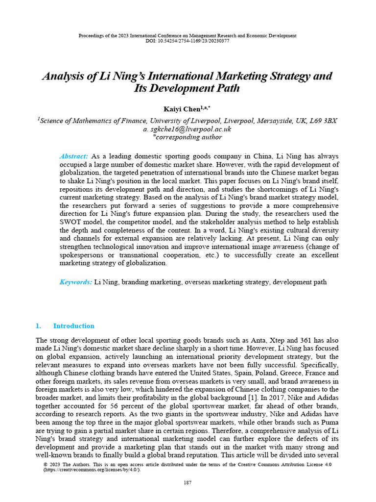 Analysis of Li Nings International Marketing Strat | Download Free PDF | Brand | Marketing
