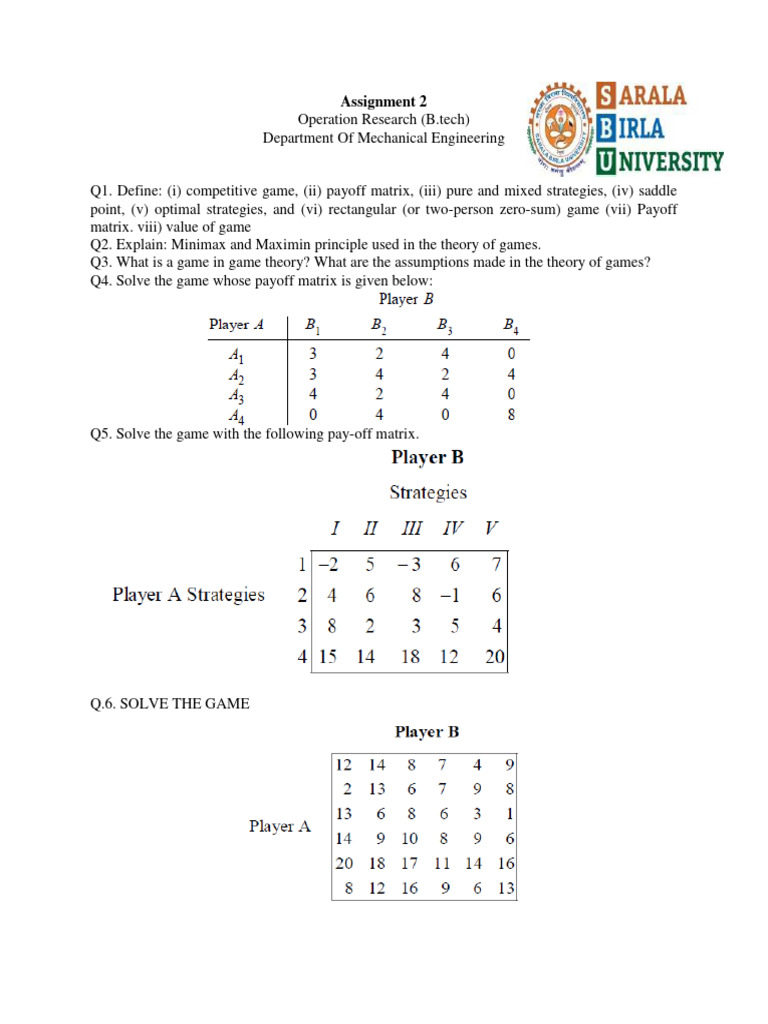 Operation Research Assignment 2 | PDF | Systems Theory | Economics Of ...