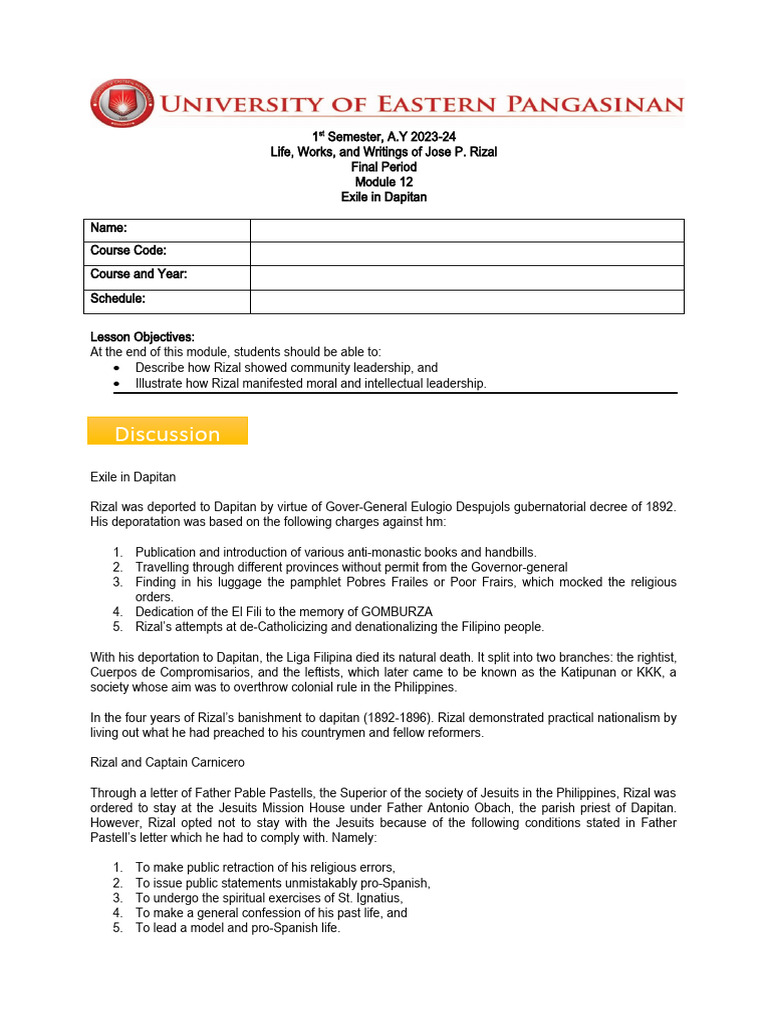 Rizal-Module- | PDF